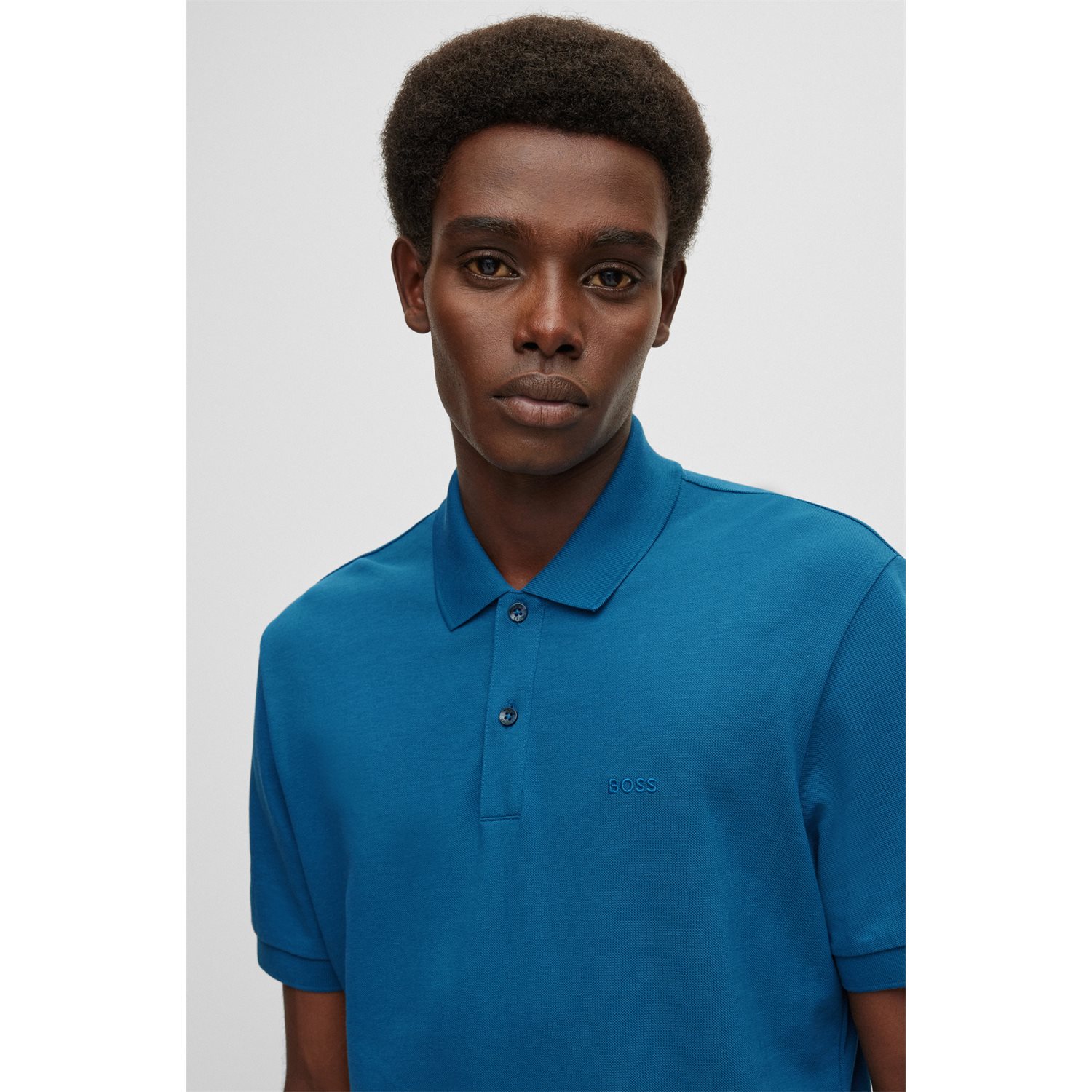 BOSS(보스) [공식][보스] 자수 로고 레귤러핏 코튼 폴로 셔츠 50468301_424 | S.I.VILLAGE (에스아이빌리지)