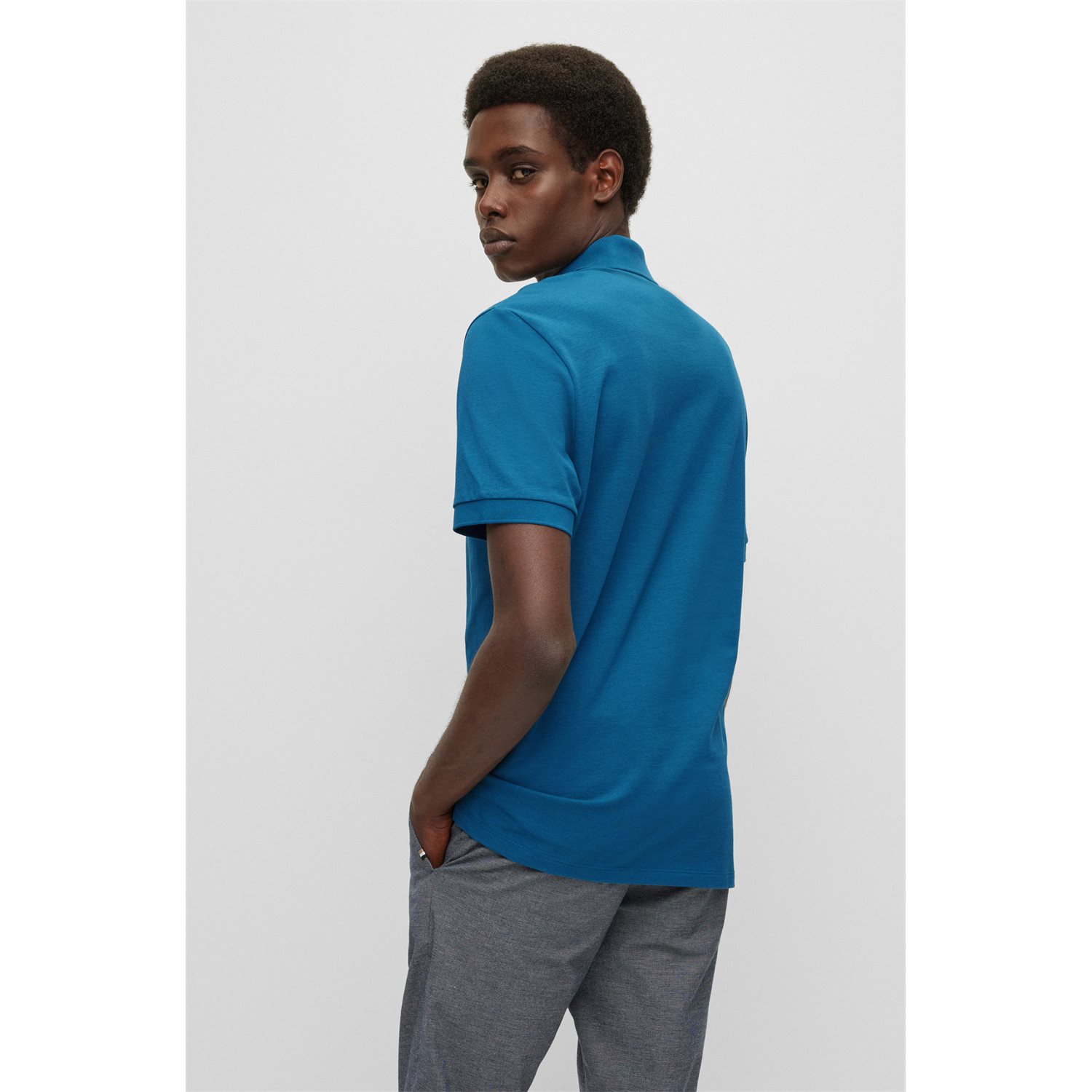 BOSS(보스) [공식][보스] 자수 로고 레귤러핏 코튼 폴로 셔츠 50468301_424 | S.I.VILLAGE (에스아이빌리지)